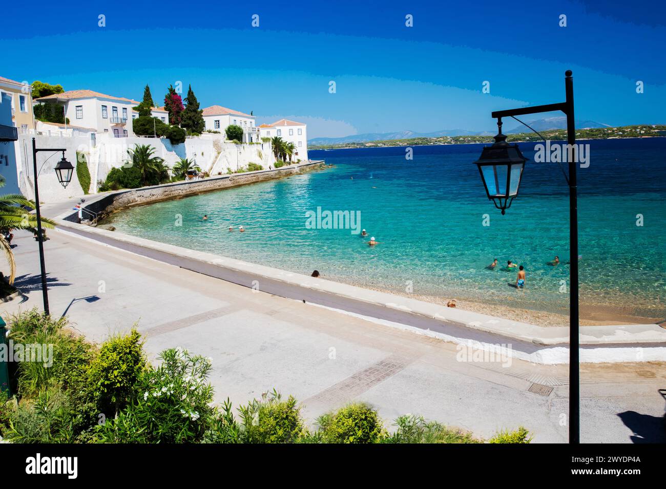 Amazing View on Spetses with beach and fantastic small bay as swimming ...