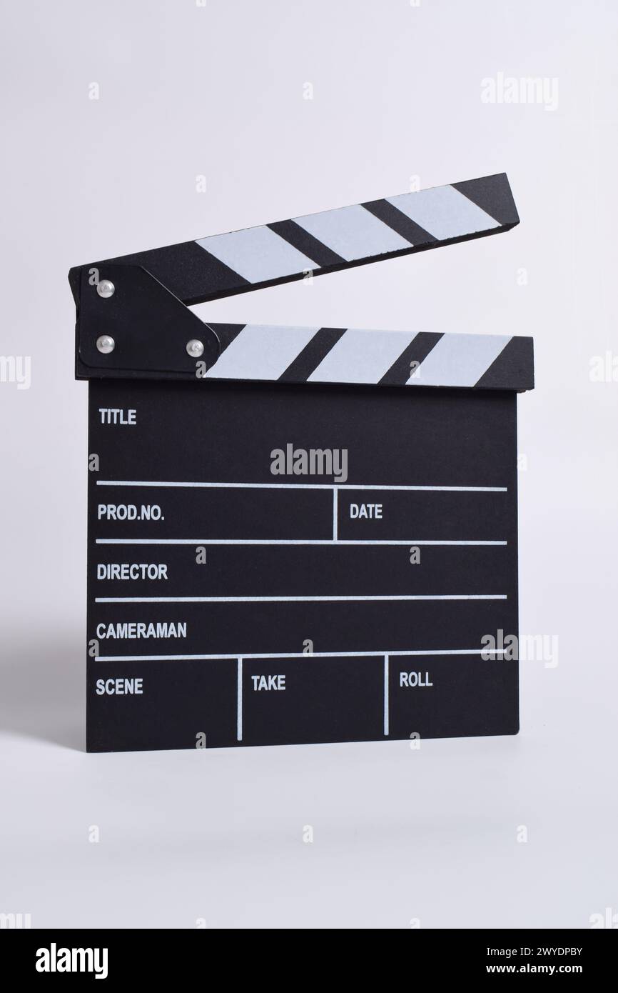 Clapper board isolated on white background Stock Photo - Alamy