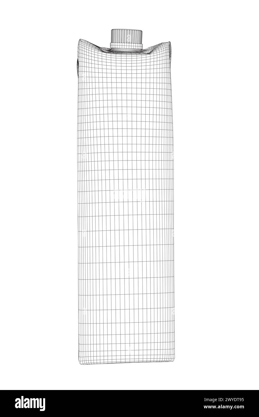 Vector illustration linear, tetrapack of milk or juice, drawn line ...