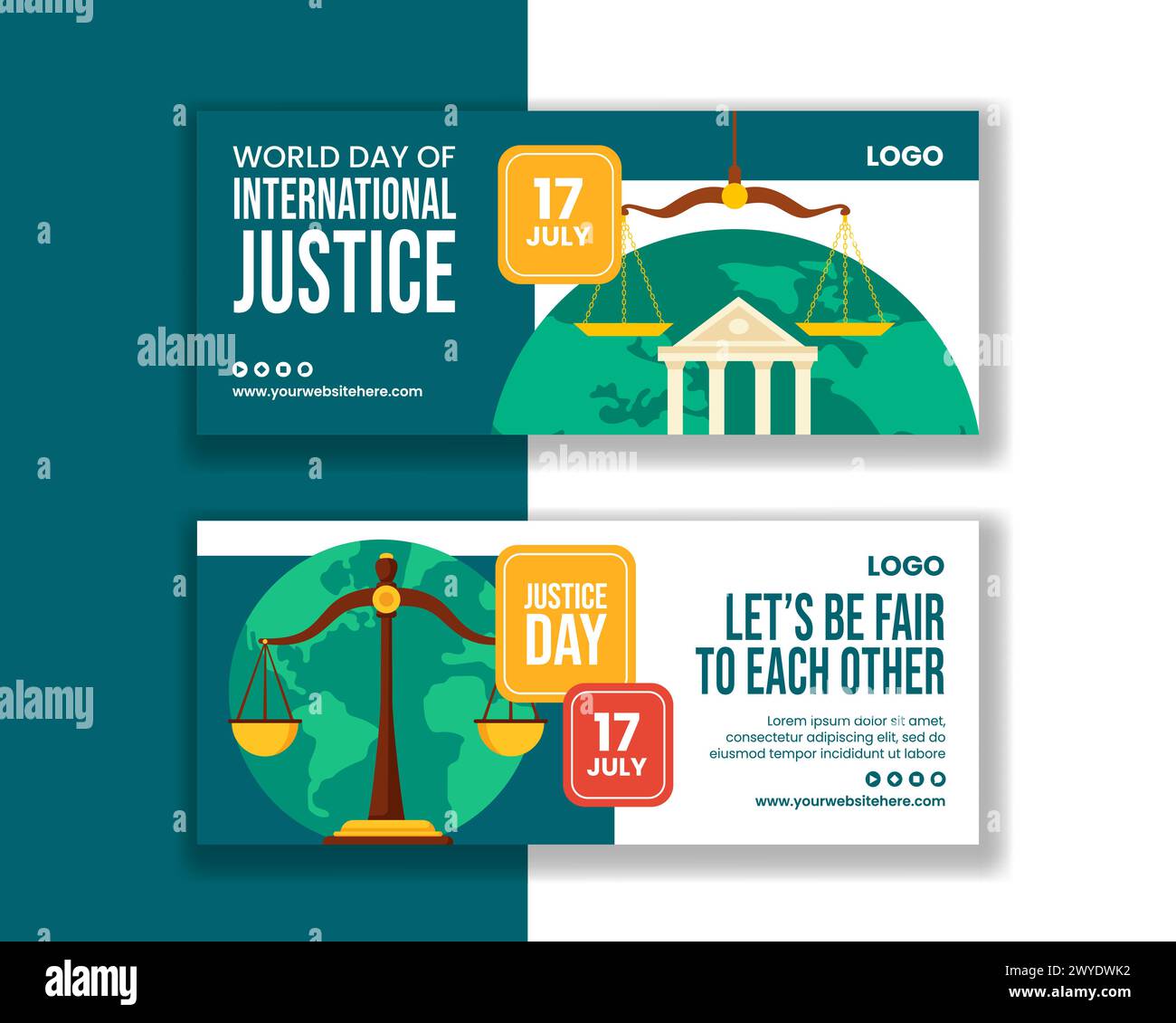 Day of Social Justice Horizontal Banner Flat Cartoon Hand Drawn ...