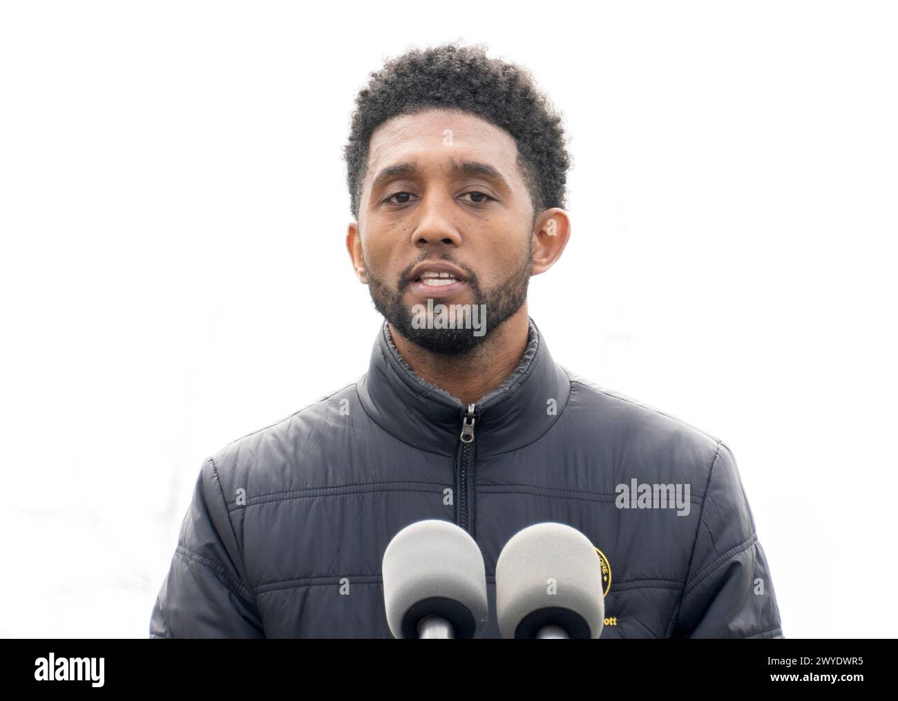 Mayor Brandon Scott (Democrat of Baltimore, Maryland) makes remarks ...