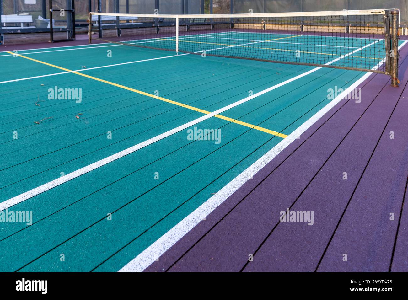Elevated Platform Tennis, Paddle Ball courts with yellow pickelball ...