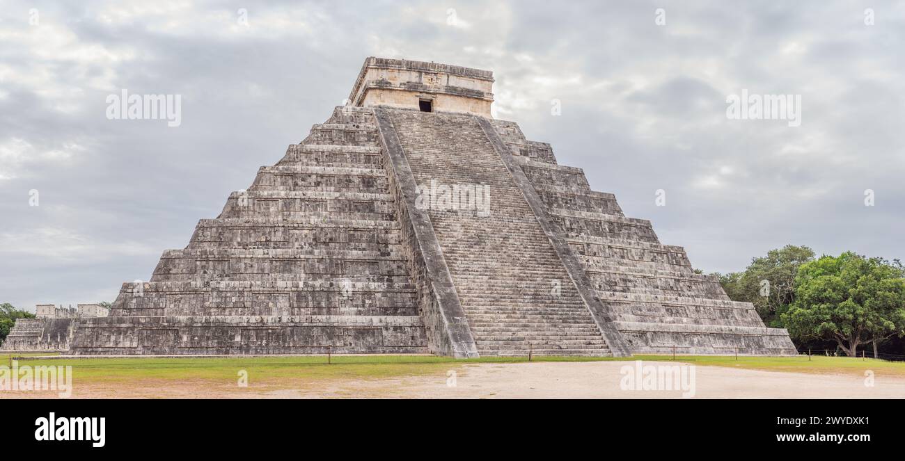 Old pyramid and temple of the castle of the Mayan architecture known as ...
