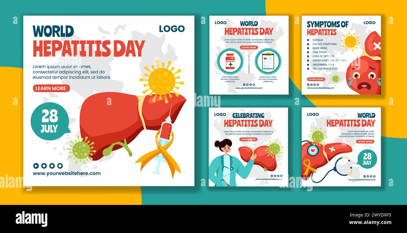 Hepatitis Day Social Media Post Flat Cartoon Hand Drawn Templates ...