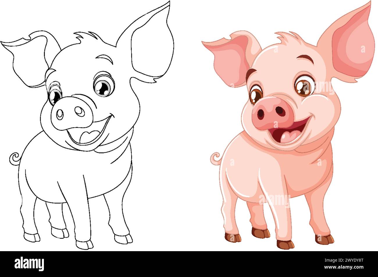 Black and white and colored piglet vector illustrations Stock Vector ... Black and white and colored piglet vector illustrations Stock Vector ...