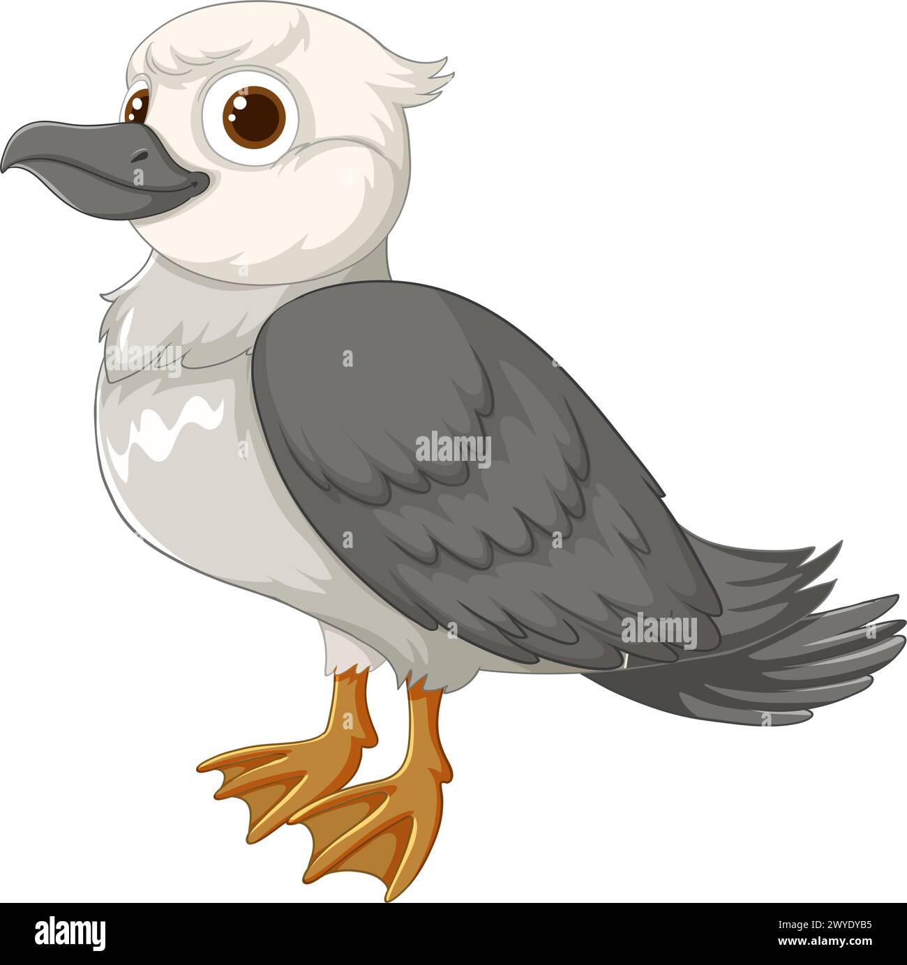 Vector graphic of a cute grey and white seabird Stock Vector Image ...