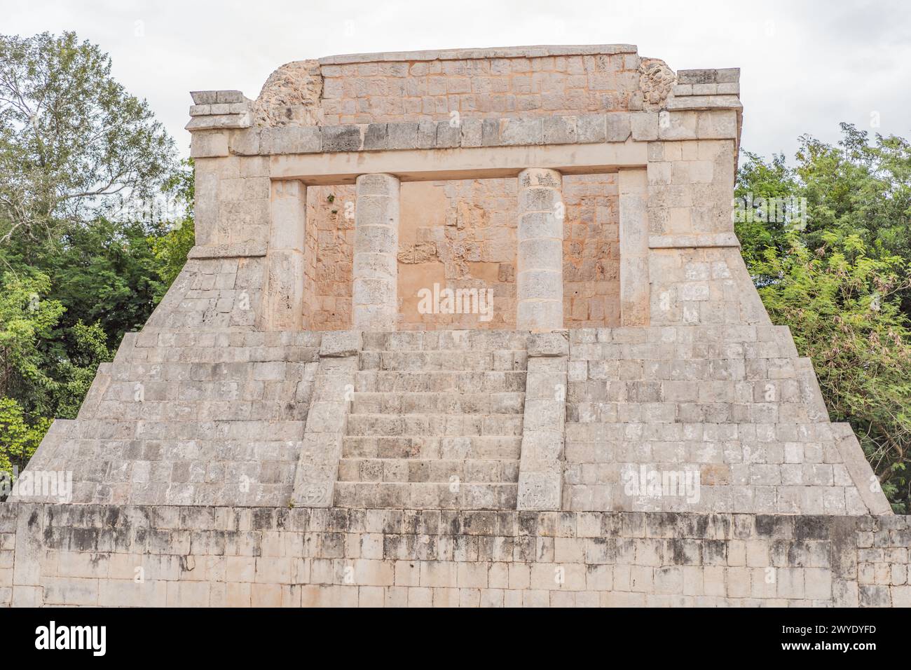 Old pyramid and temple of the castle of the Mayan architecture known as ...