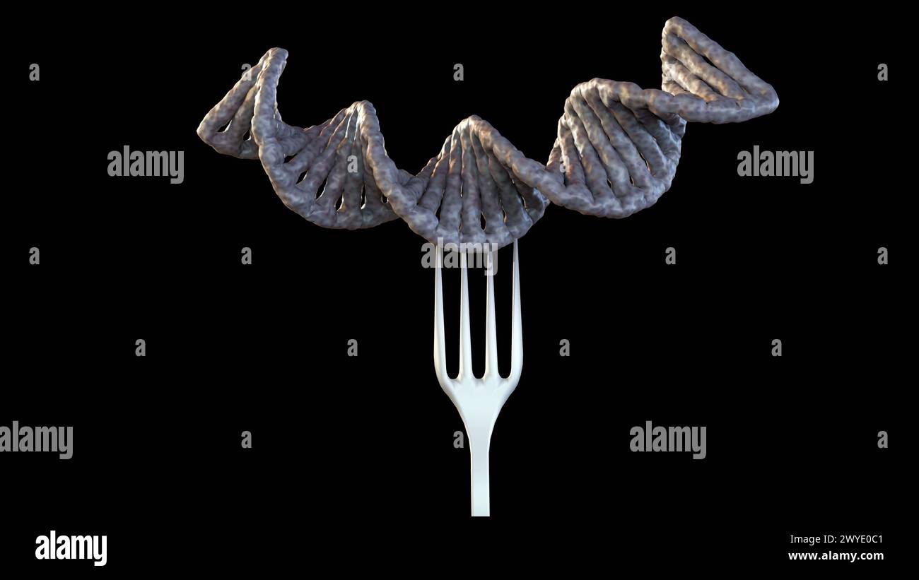 3d rendering of a stainless steel fork with a double helix structure on ...
