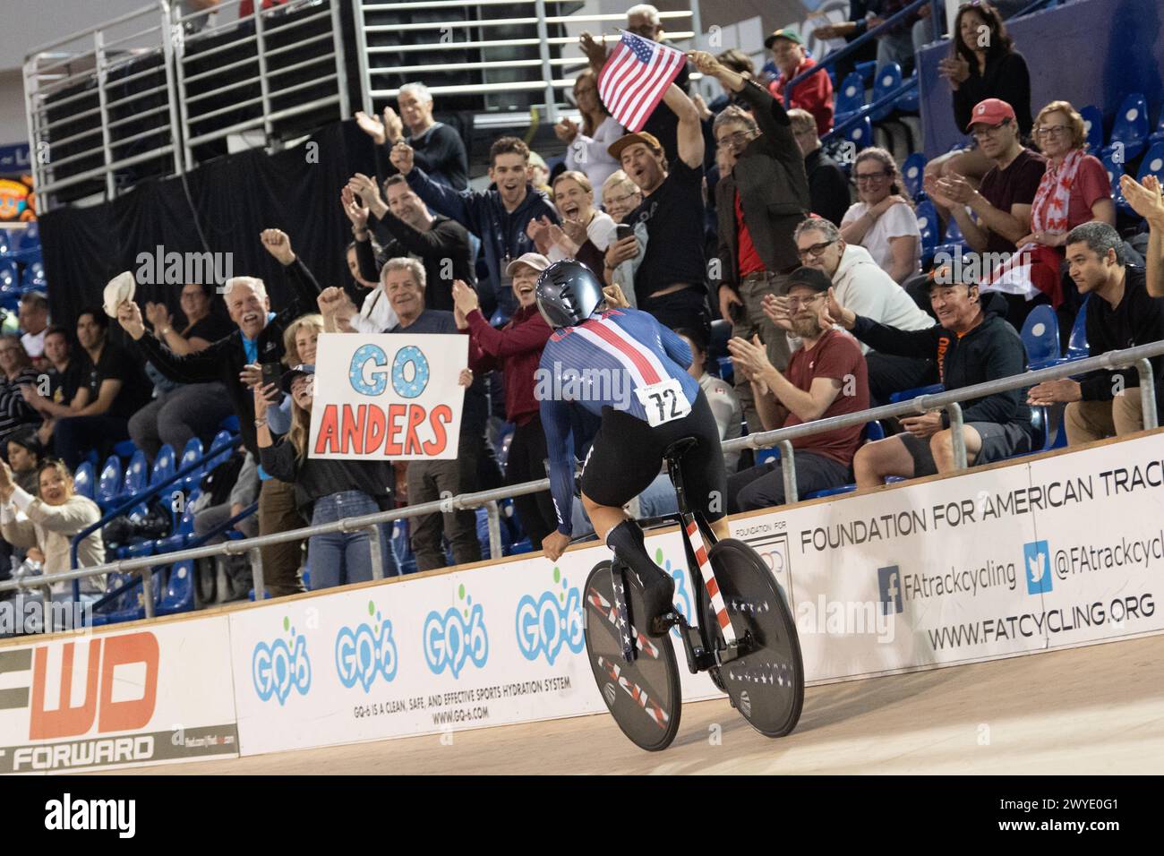 Los Angeles, California, USA. 5th Apr, 2024. Fans and family cheer Anders Johnson after he wins ...
