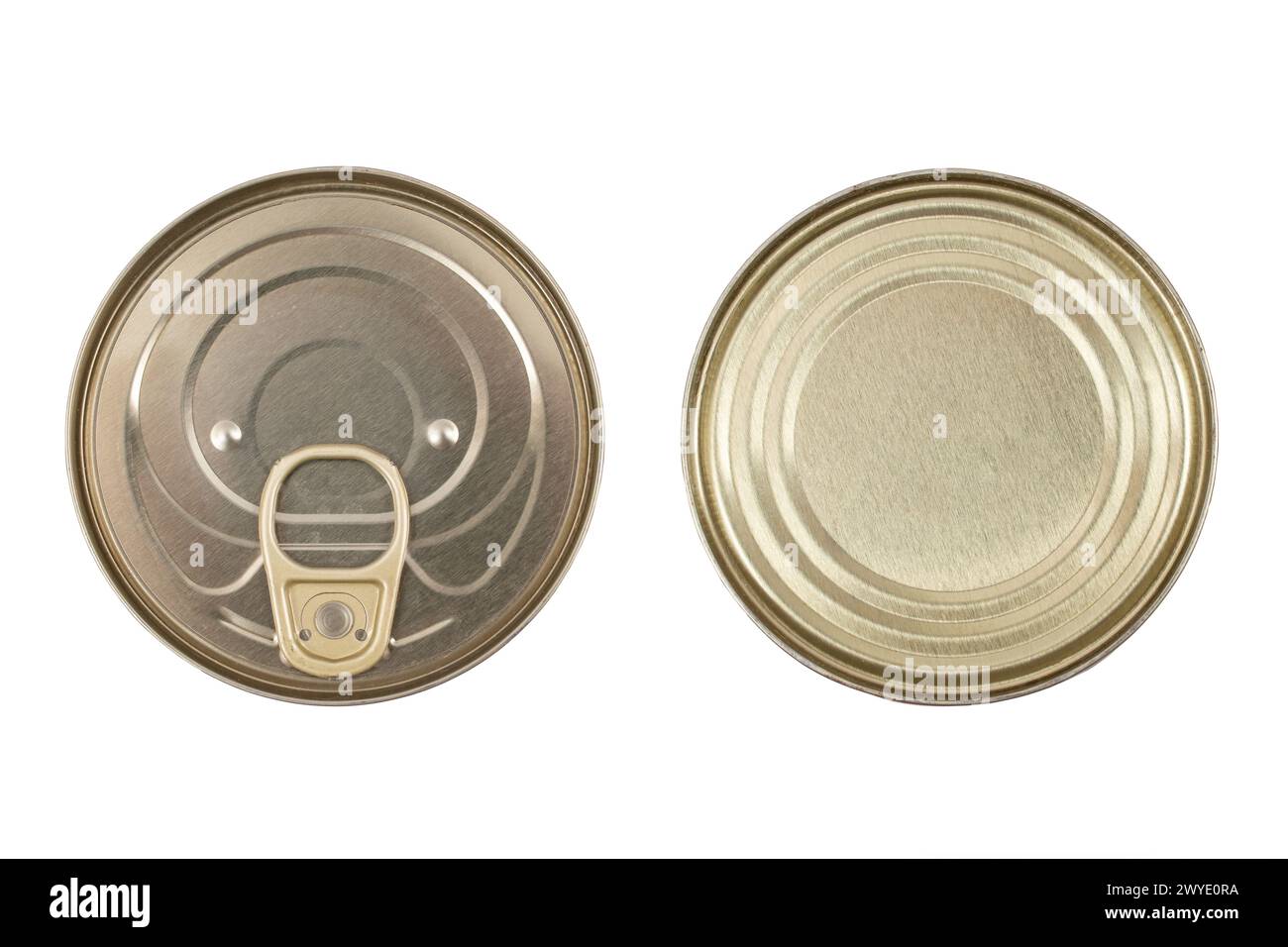 Top and bottom closed tin can isolated on white Stock Photo - Alamy