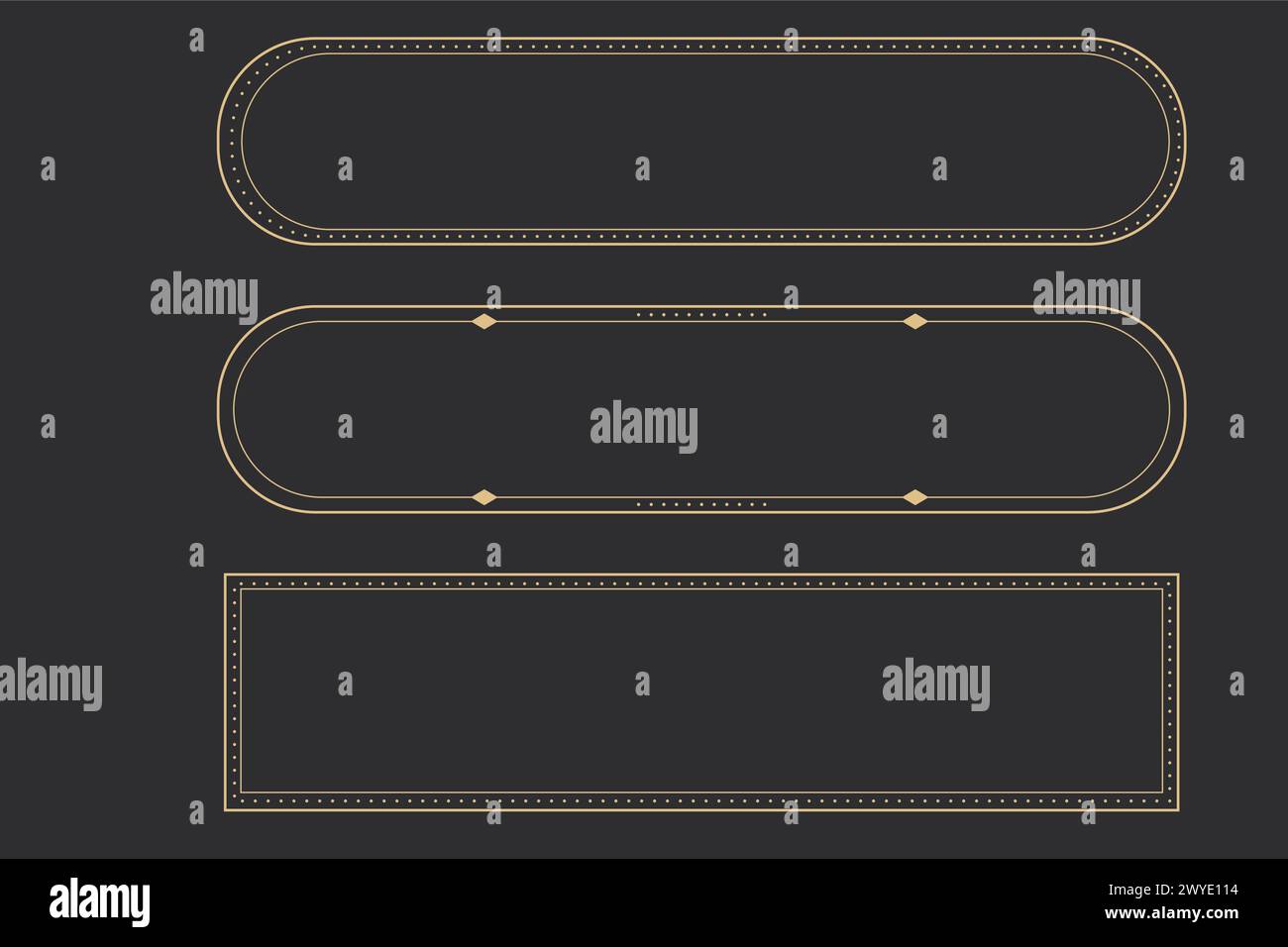 Set long frame thin line gold border shiny panel empty interface ...