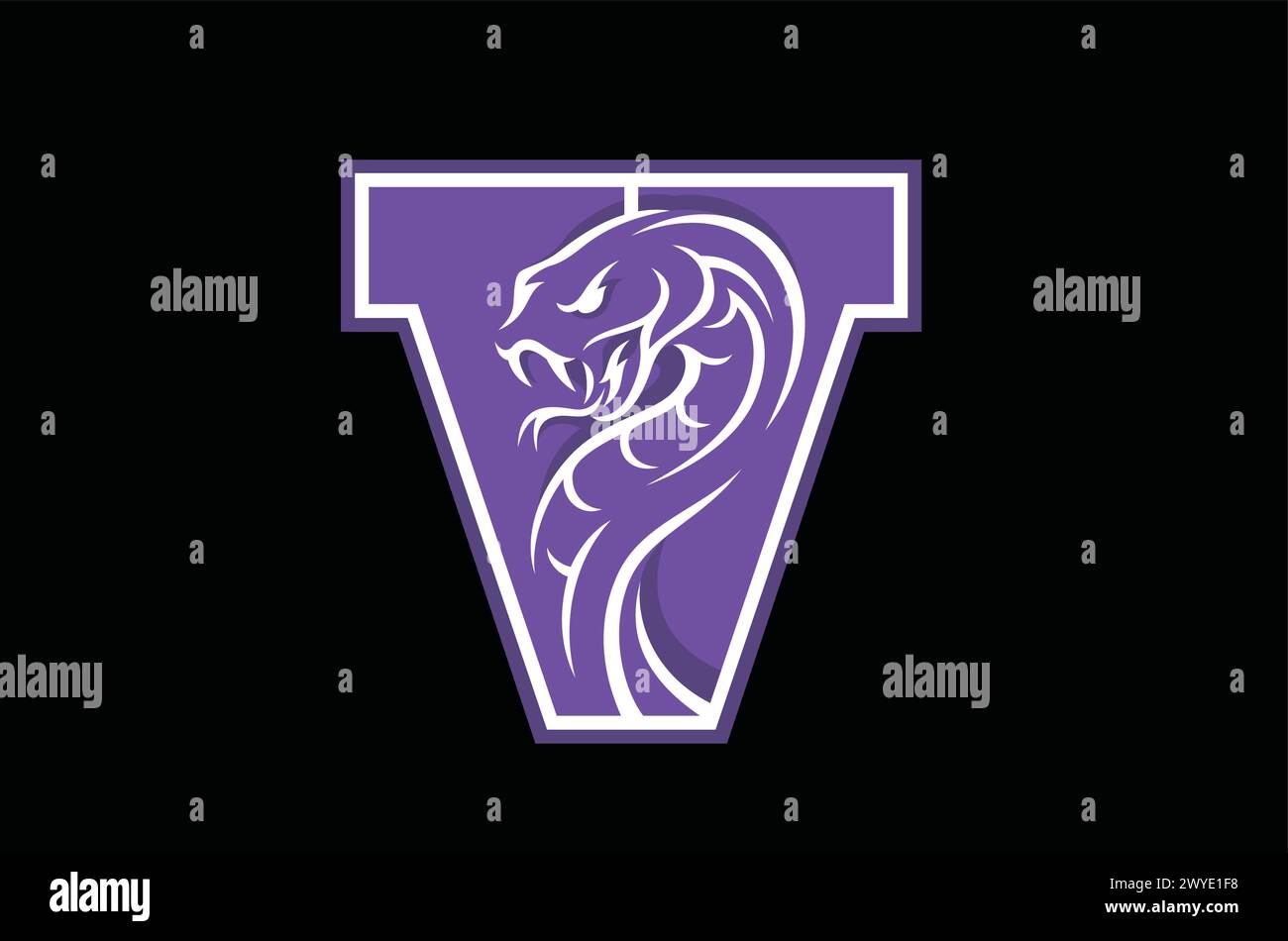 Abstract Design of Aggressive Viper in the letter V Stock Vector Image ...
