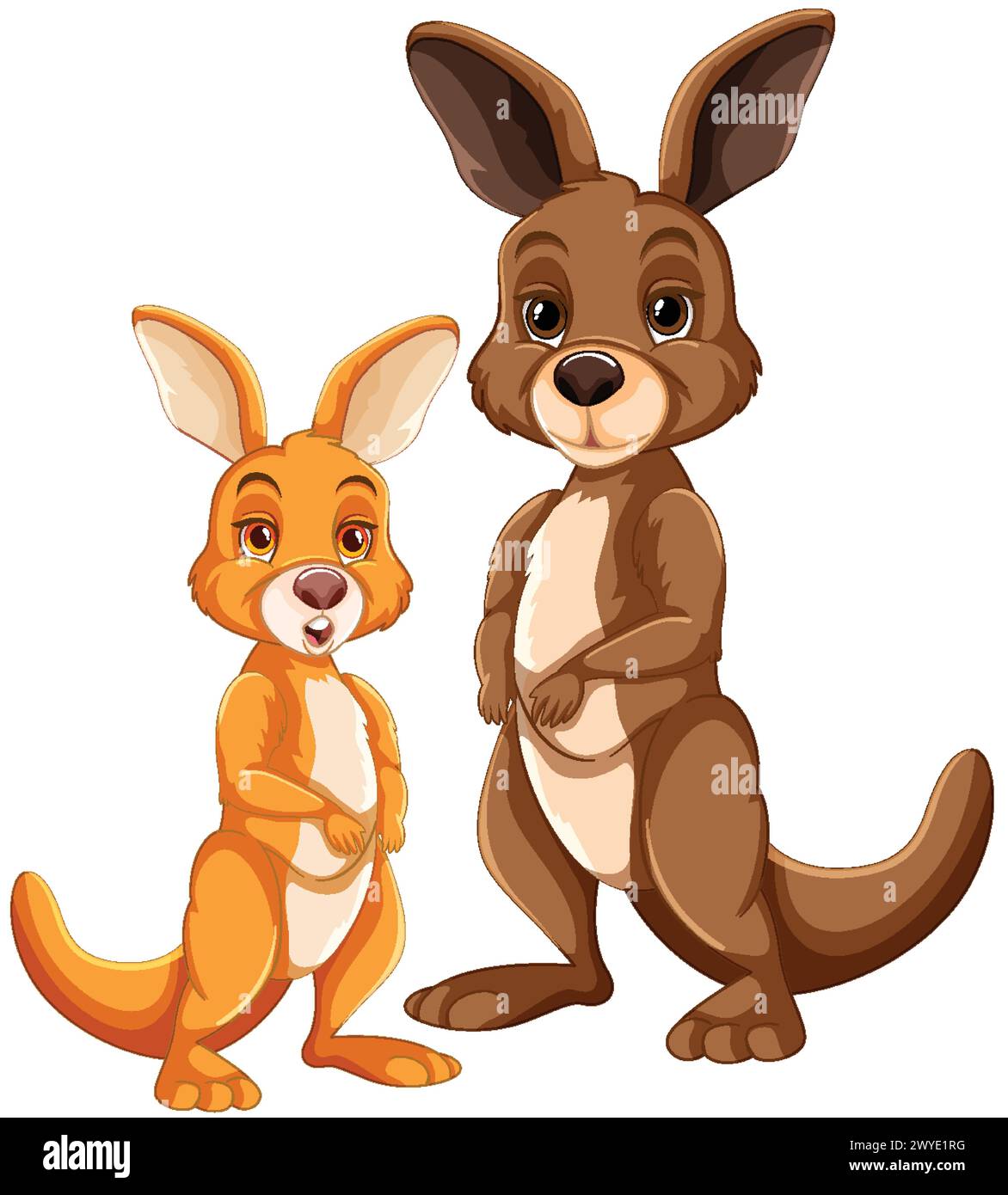 Cartoon kangaroo and rabbit standing together happily Stock Vector ...
