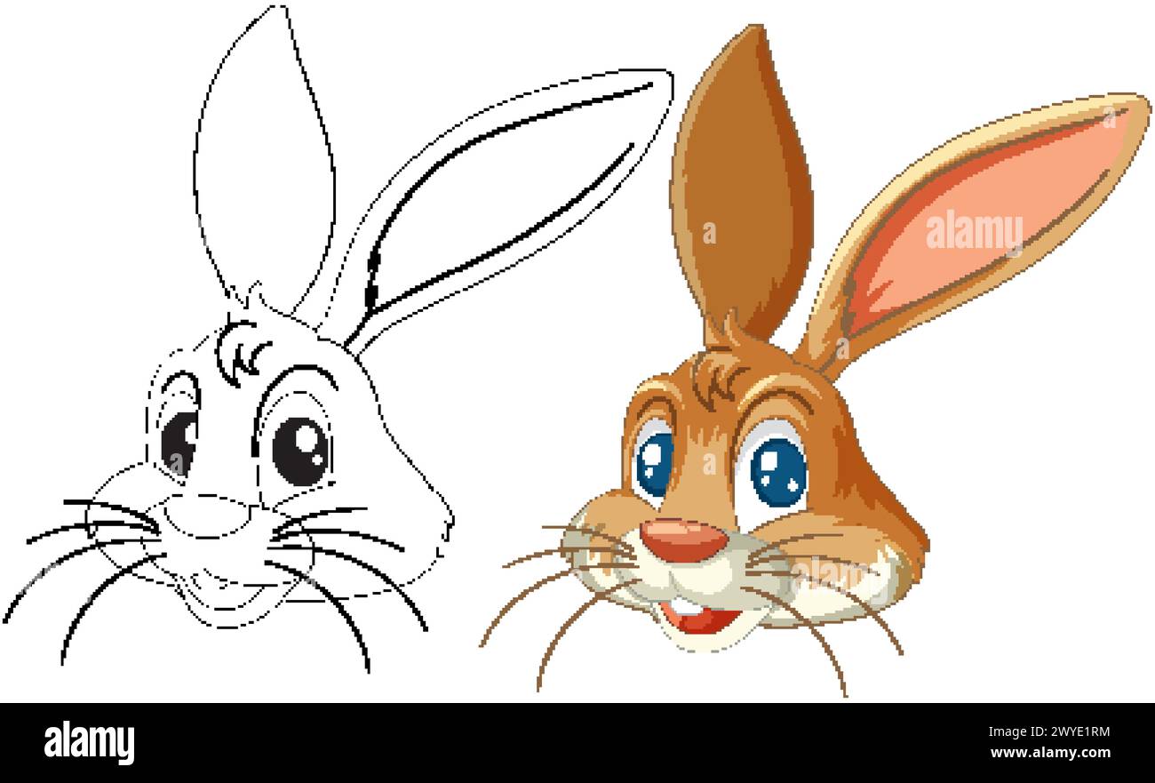 Colorful vector drawing of a happy rabbit Stock Vector Image & Art - Alamy