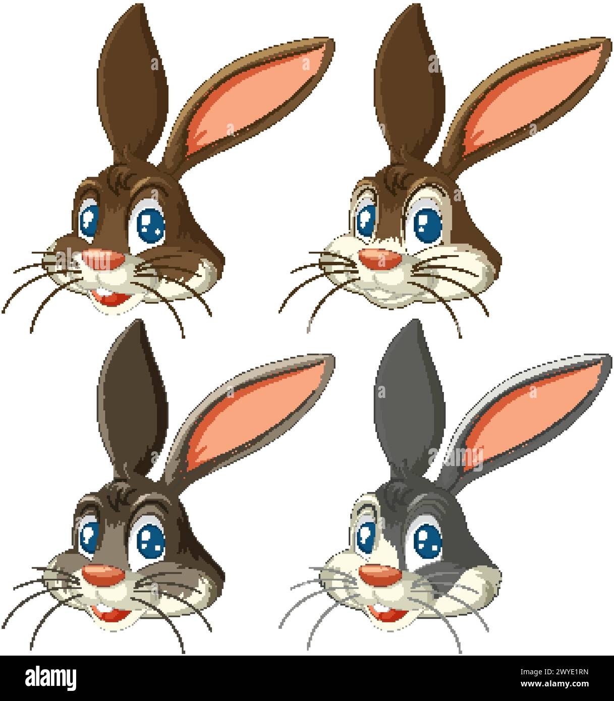 Rabbit head cartoon colored Cut Out Stock Images & Pictures - Alamy