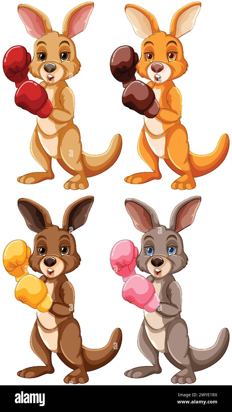 Colorful kangaroos with boxing gloves cartoon Stock Vector Image & Art - Alamy