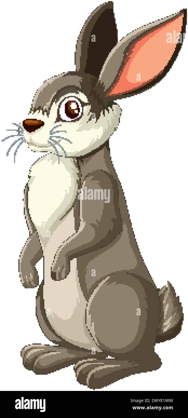 Adorable cartoon rabbit standing upright on hind legs Stock Vector ...