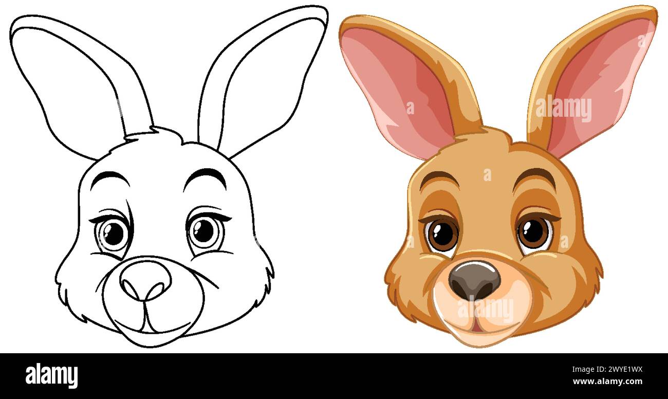 Illustration of a rabbit in sketch and color Stock Vector Image & Art ...