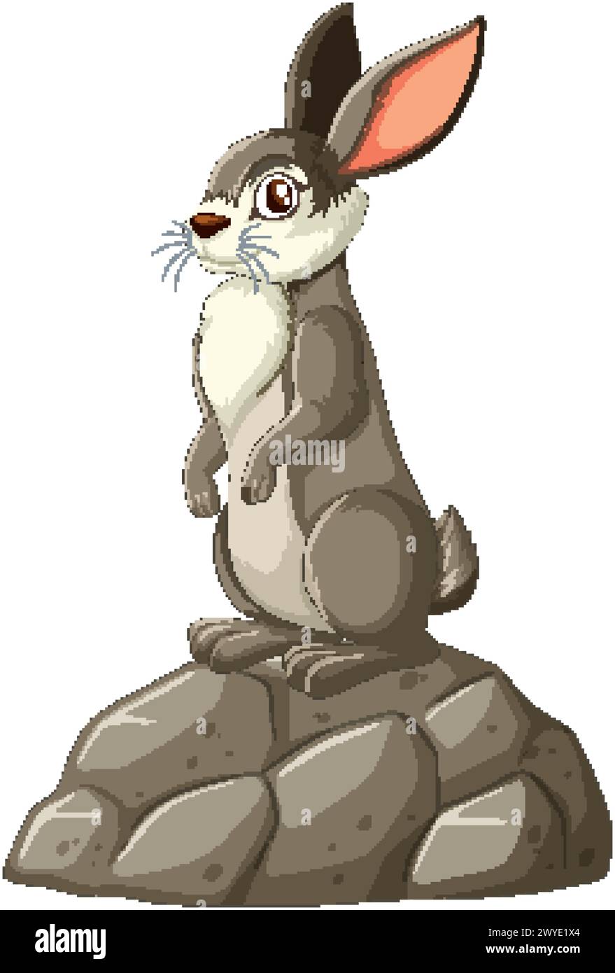 Illustration of a rabbit sitting atop stones Stock Vector Image & Art ...