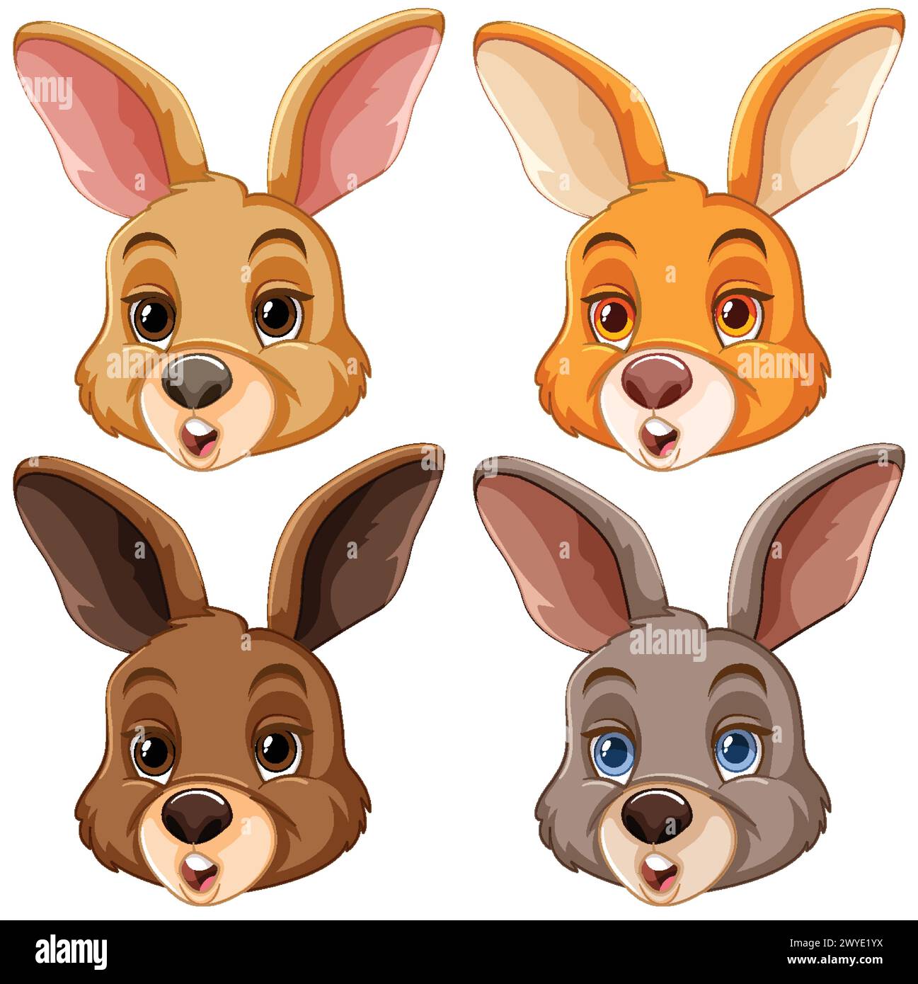 Four stylized vector illustrations of rabbit heads Stock Vector Image ...