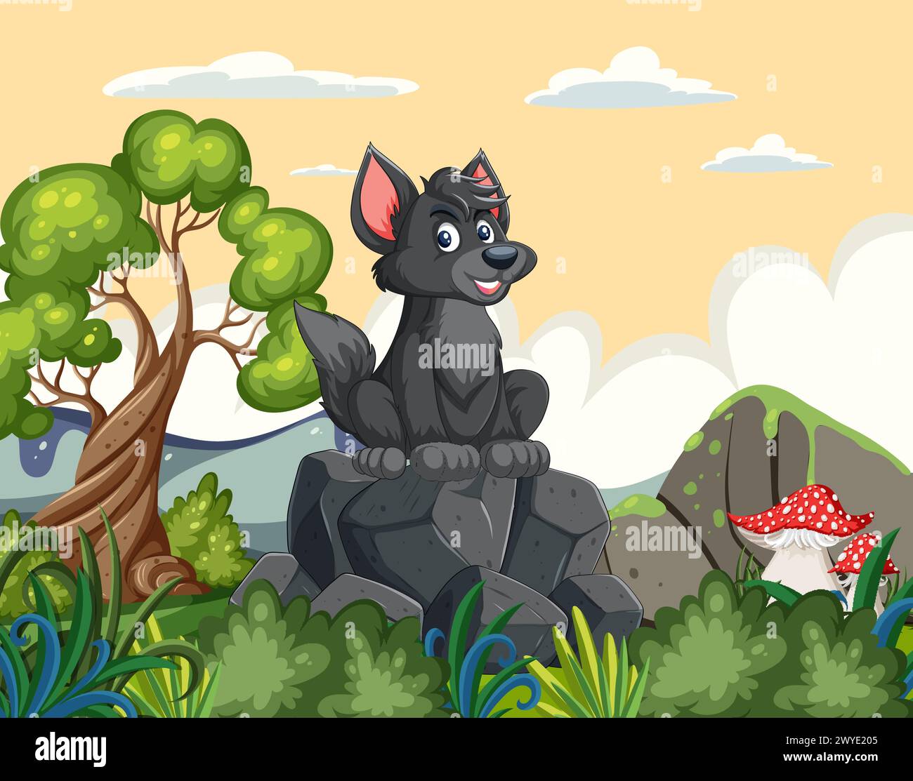 Dog on the rocks Stock Vector Images - Alamy