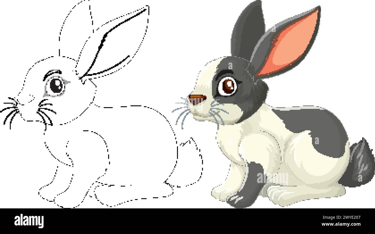 Two cartoon rabbits illustrated in vector style Stock Vector Image ...