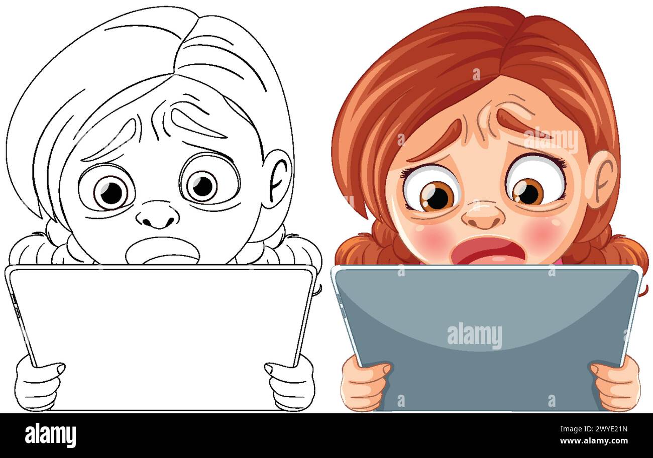 Two cartoon characters reacting with shock and worry Stock Vector Image ...