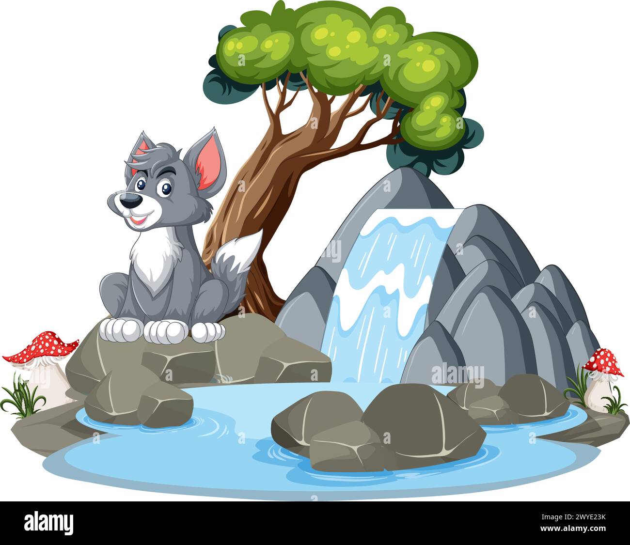 Cartoon wolf sitting hi-res stock photography and images - Alamy