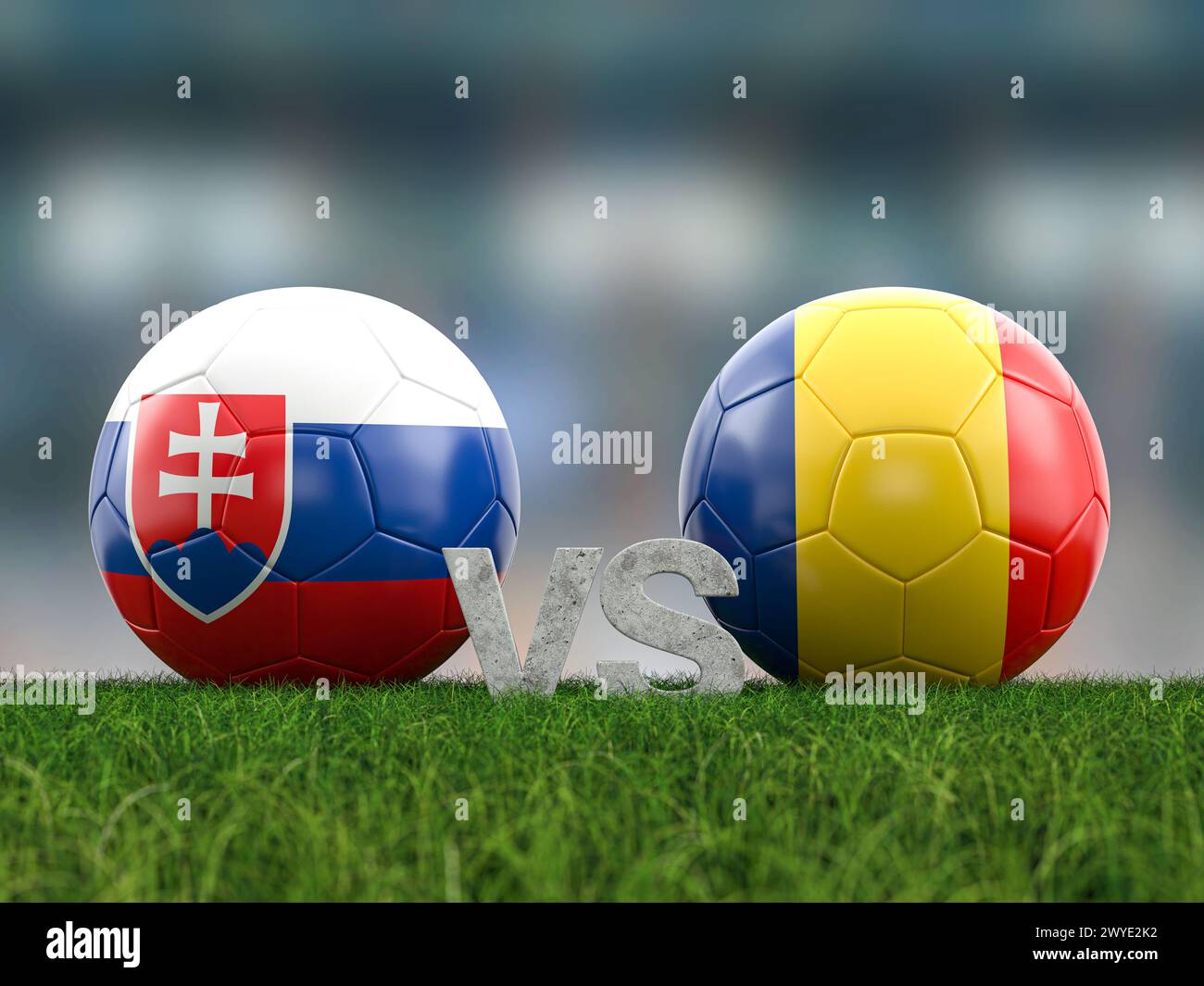 Football euro cup group E Slovakia vs Romania. 3d illustration Stock ...