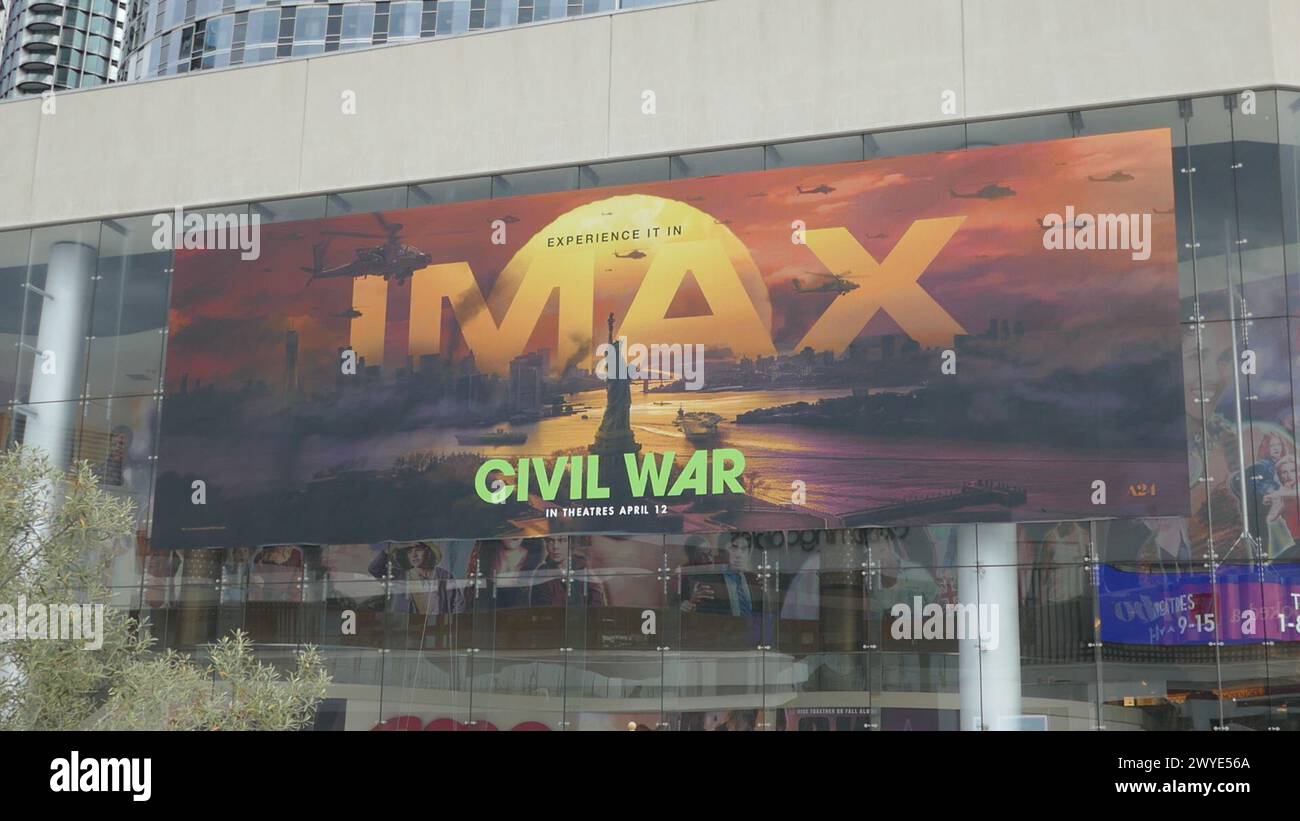 Los Angeles, California, USA 4th April 2024 Civil War Billboard at AMC ...