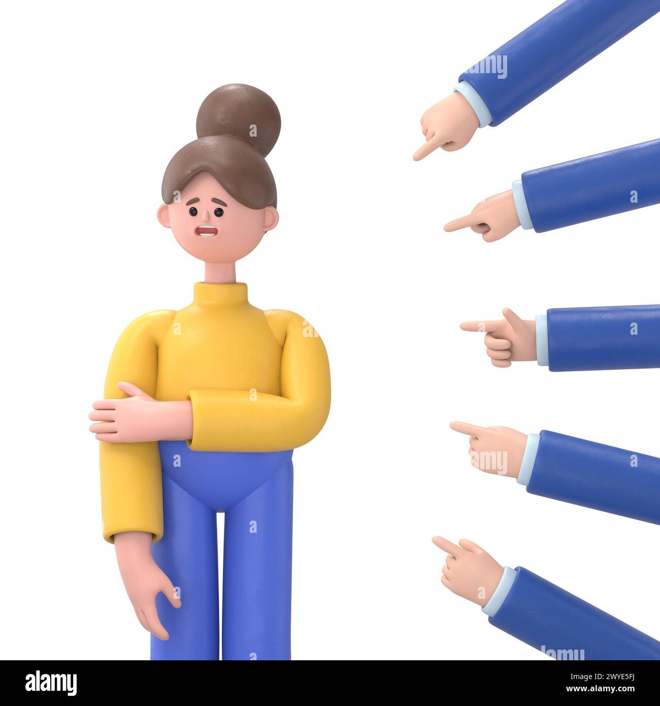 Concept of social censure or accusations. Many hands pointing 3D ...