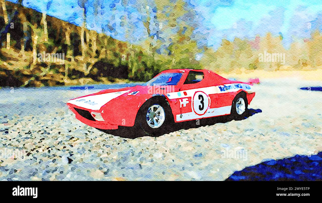 Stockholm, Sweden, April 16,2020. Watercolor representing a historic ...