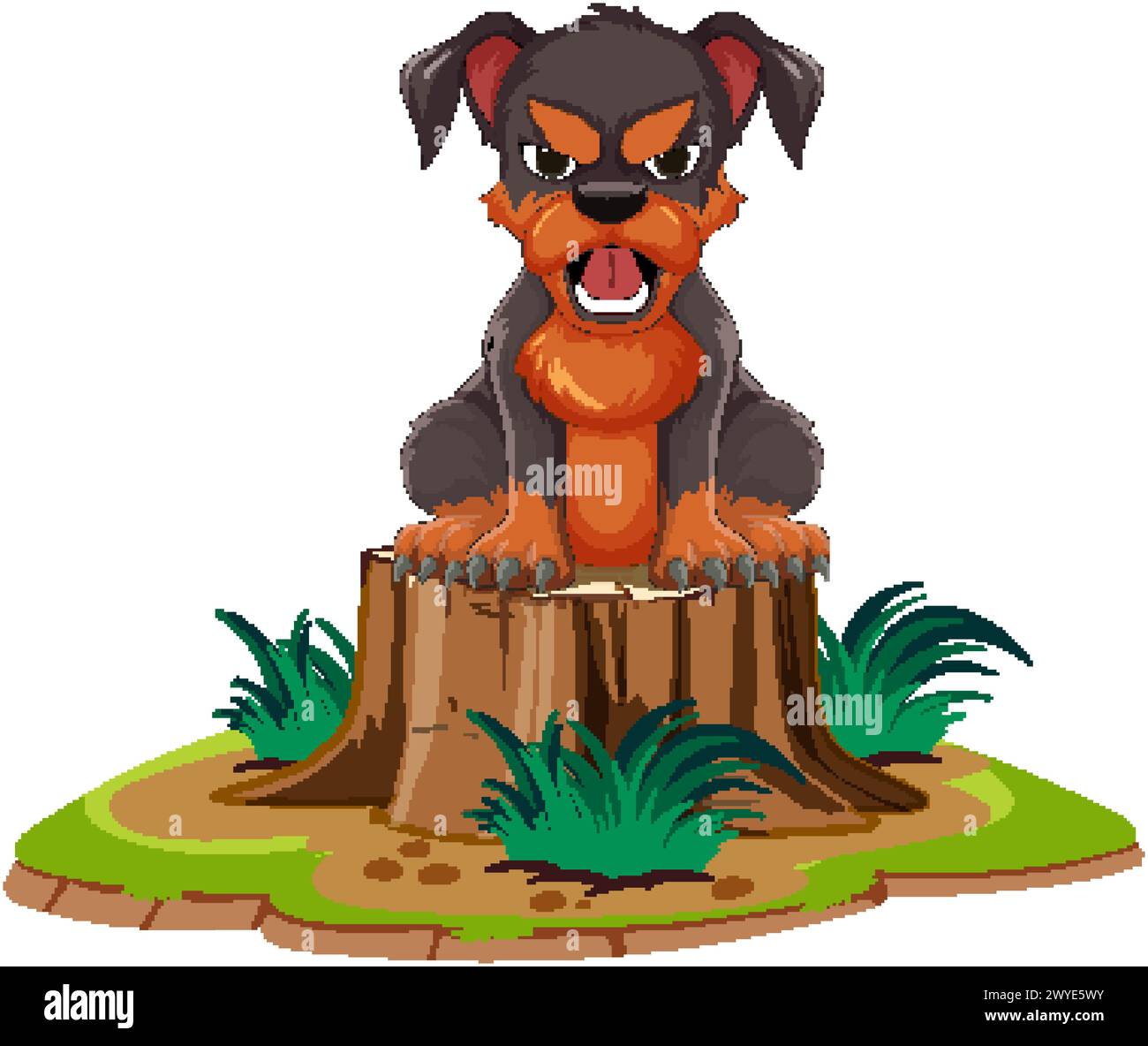 Cartoon dog snarling atop a tree stump Stock Vector Image & Art - Alamy
