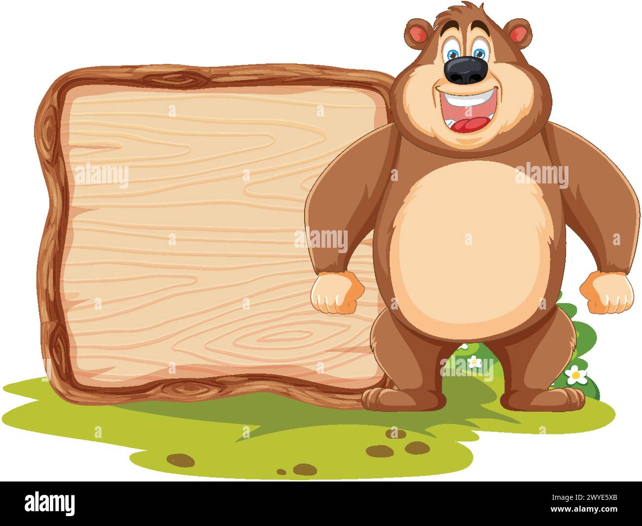 Smiling cartoon bear standing next to a sign Stock Vector Image & Art ...