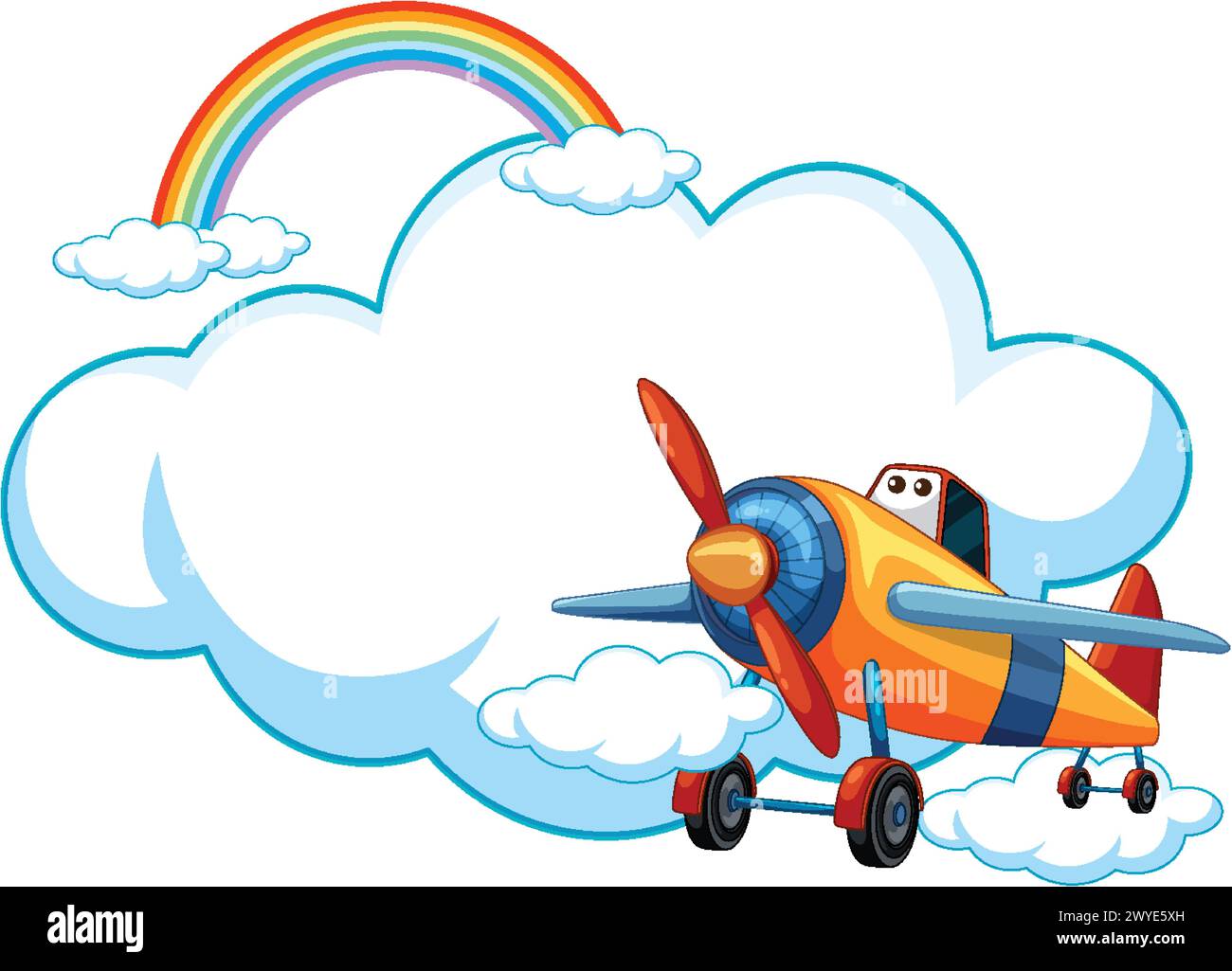 Cartoon airplane flying near a vibrant rainbow Stock Vector Image & Art ...