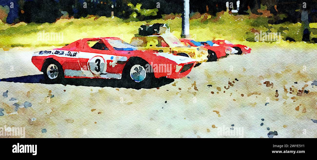 Stockholm, Sweden, April 16,2020. Watercolor representing a group of ...