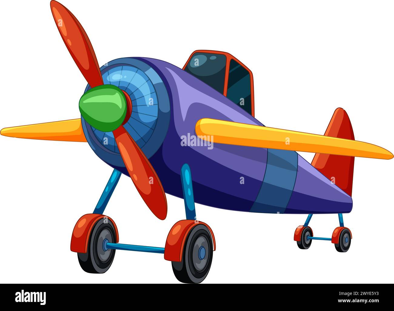 Cartoon-style illustration of a classic propeller plane Stock Vector ...