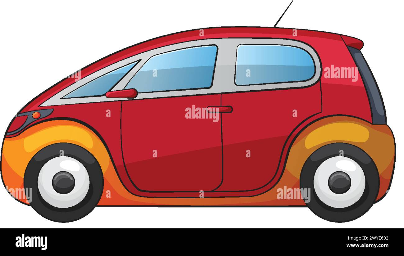 Stylized red and yellow compact car drawing Stock Vector Image & Art ...