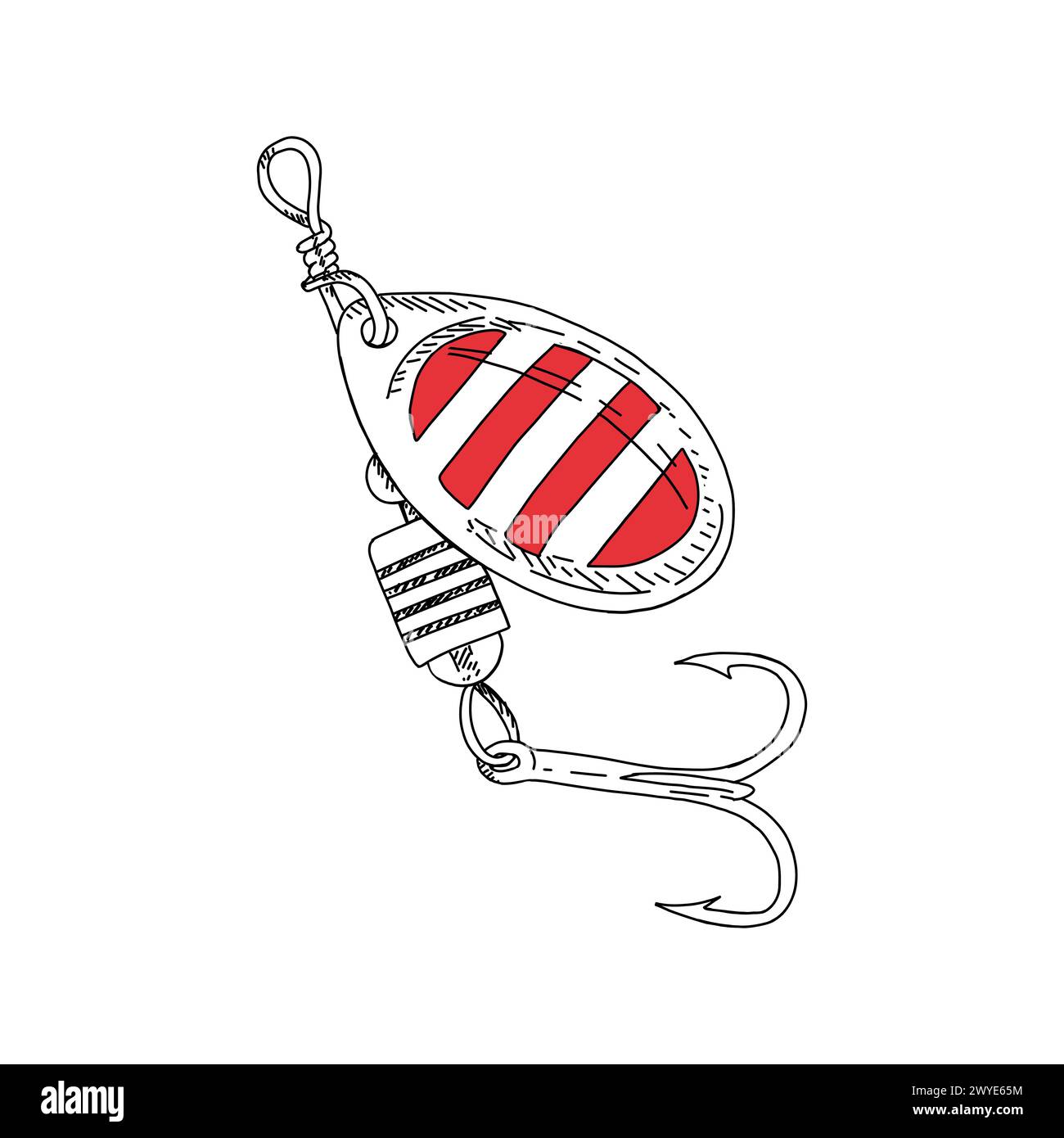 Fishing hook wobbler vector illustration tackle. Metal fly gudgeon ...