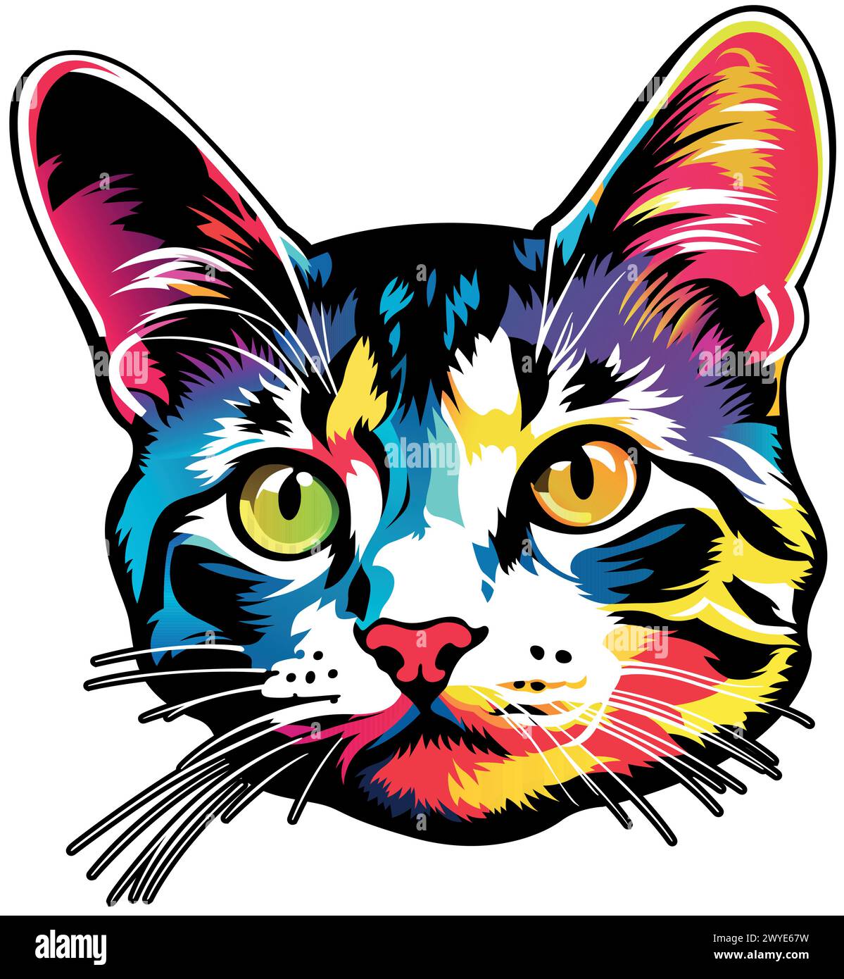 A Colorful Kitty Portrait Stock Vector Image & Art - Alamy
