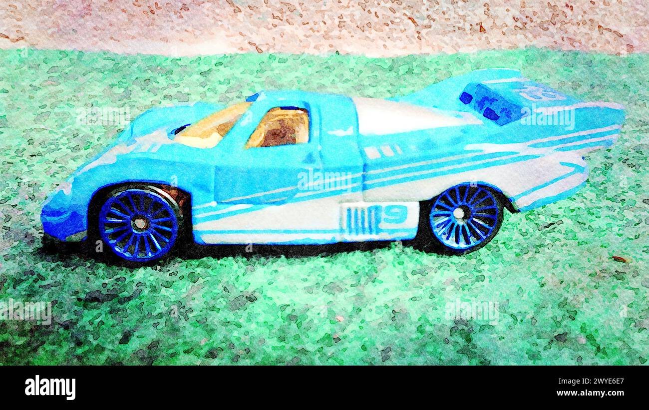 Stockholm, Sweden, April 16,2020. Watercolor representing a light blue ...