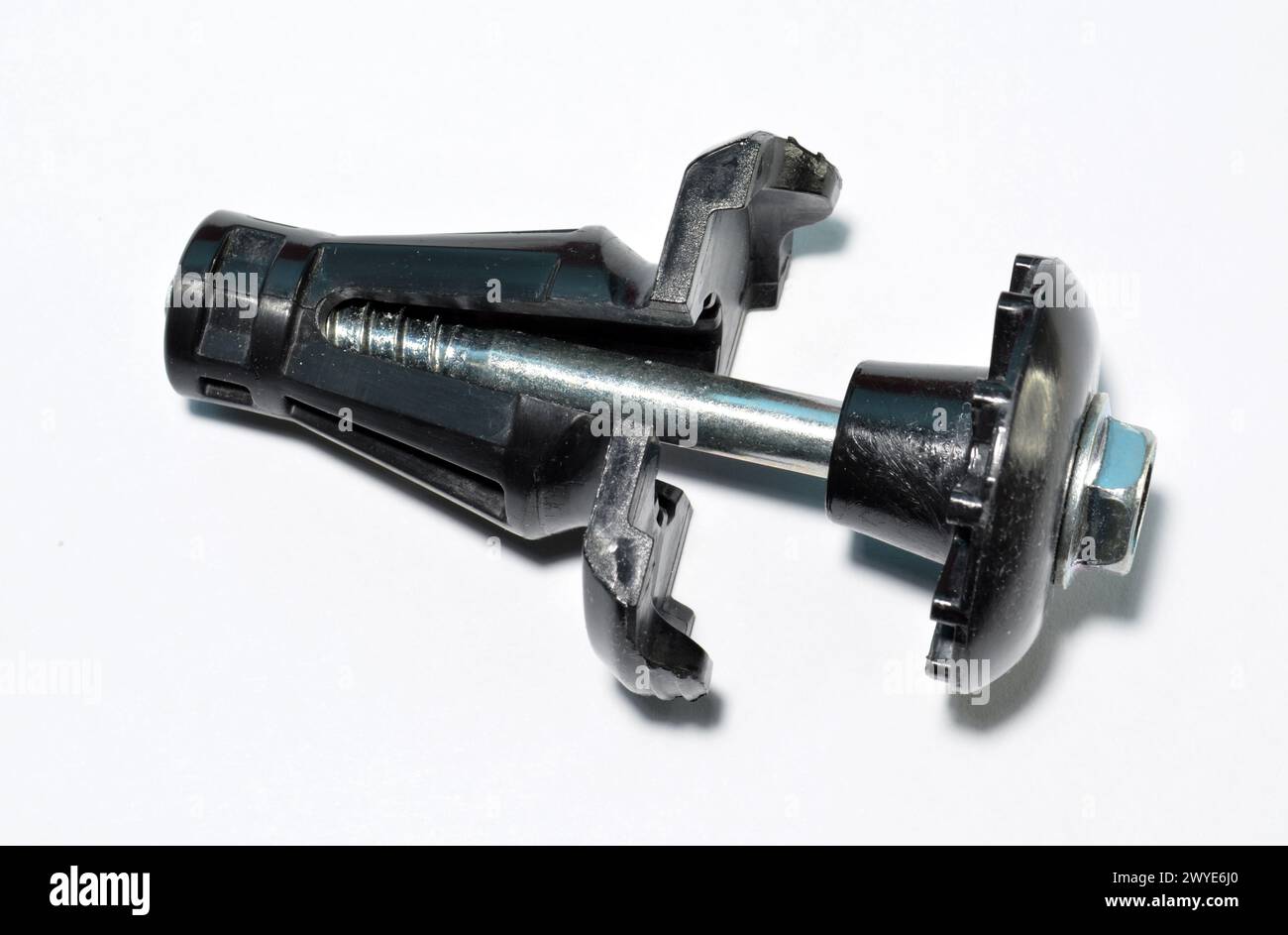 Expanding rivet made of metal and plastic on white background Stock ...