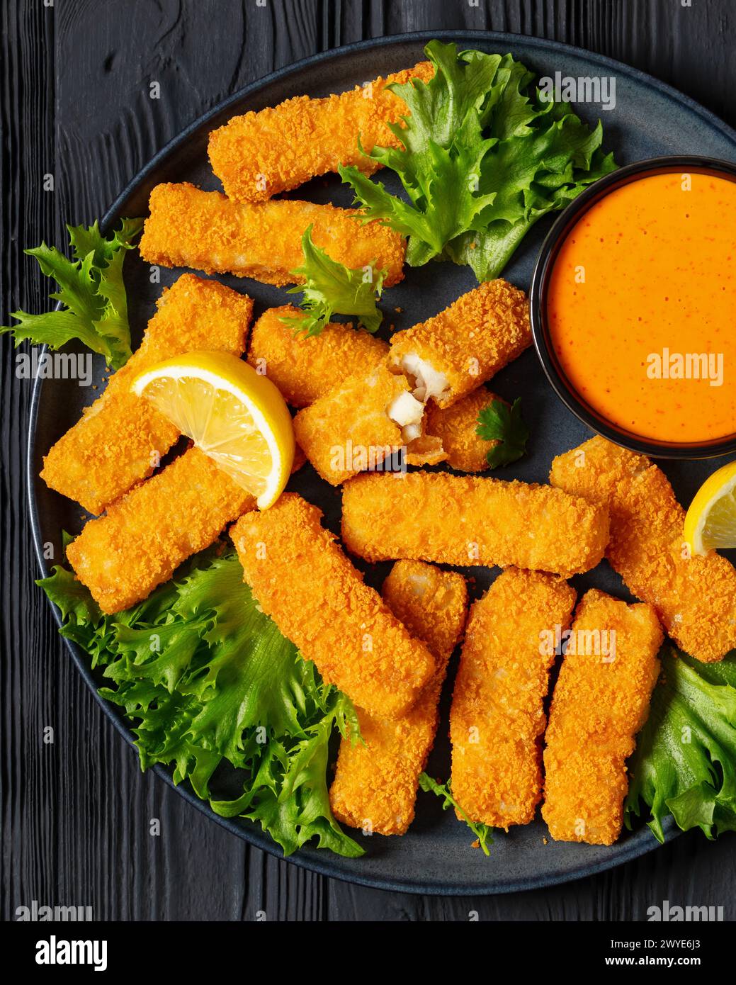 crispy fried breaded fish sticks from white fish fillet served with ...