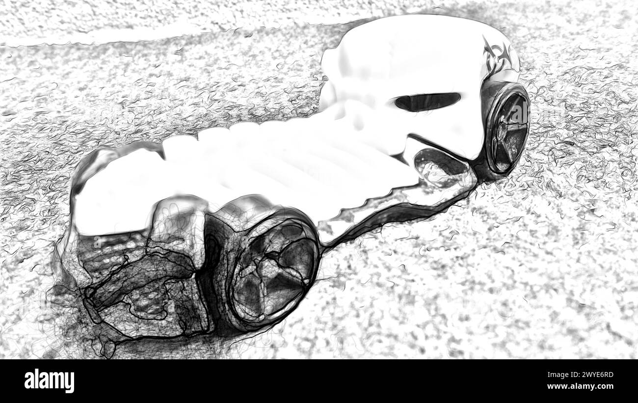 Digital black and white drawing style representing a racing car with ...