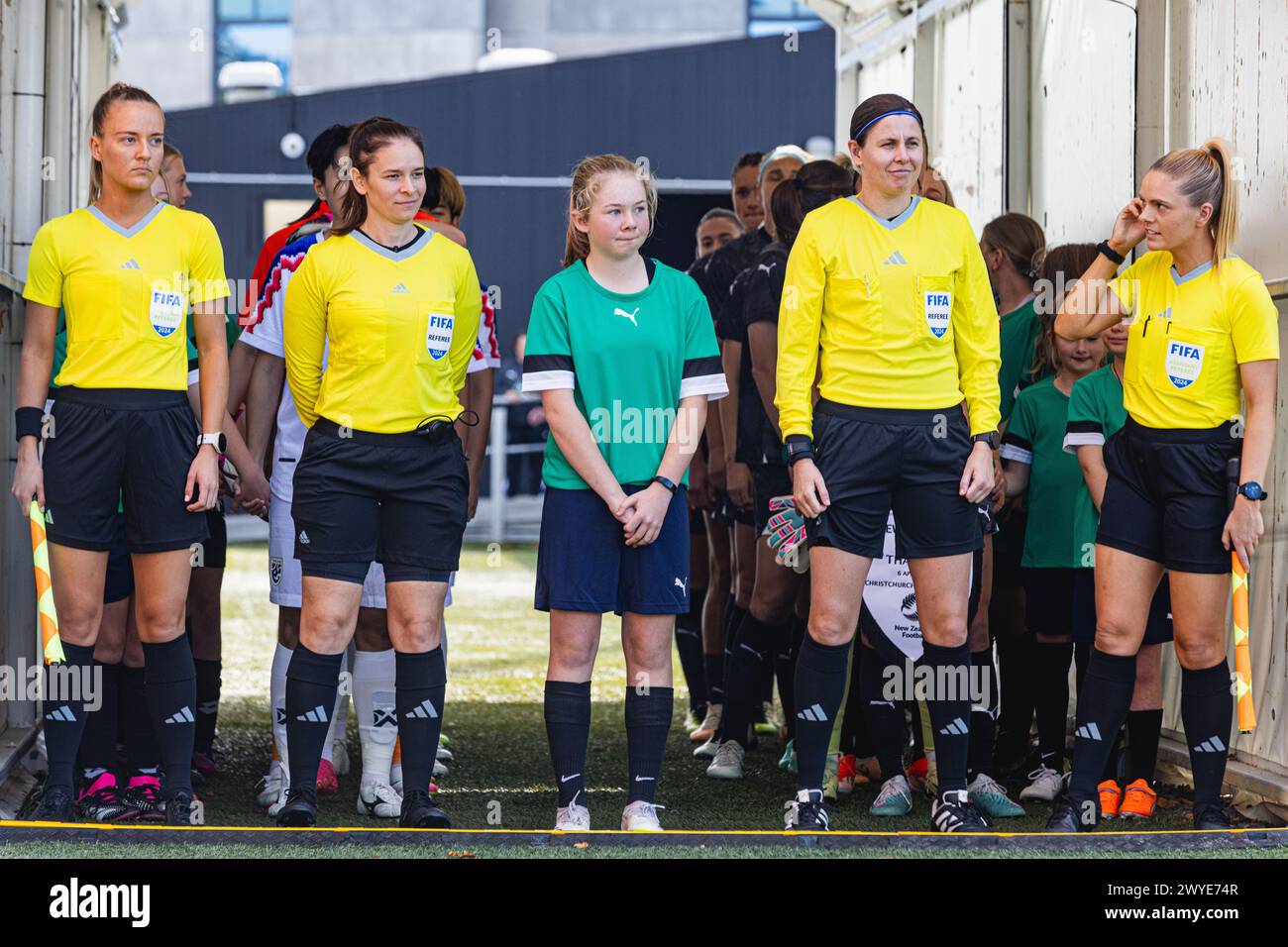 Christchurch, New Zealand, April 6th 2024: Referee Casey Reibelt (right ...