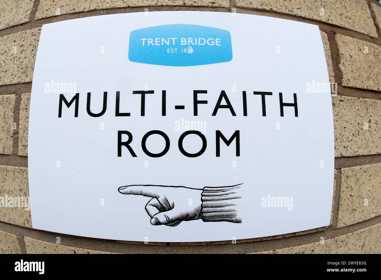Multi-Faith room signage during Nottinghamshire CCC vs Essex CCC ...