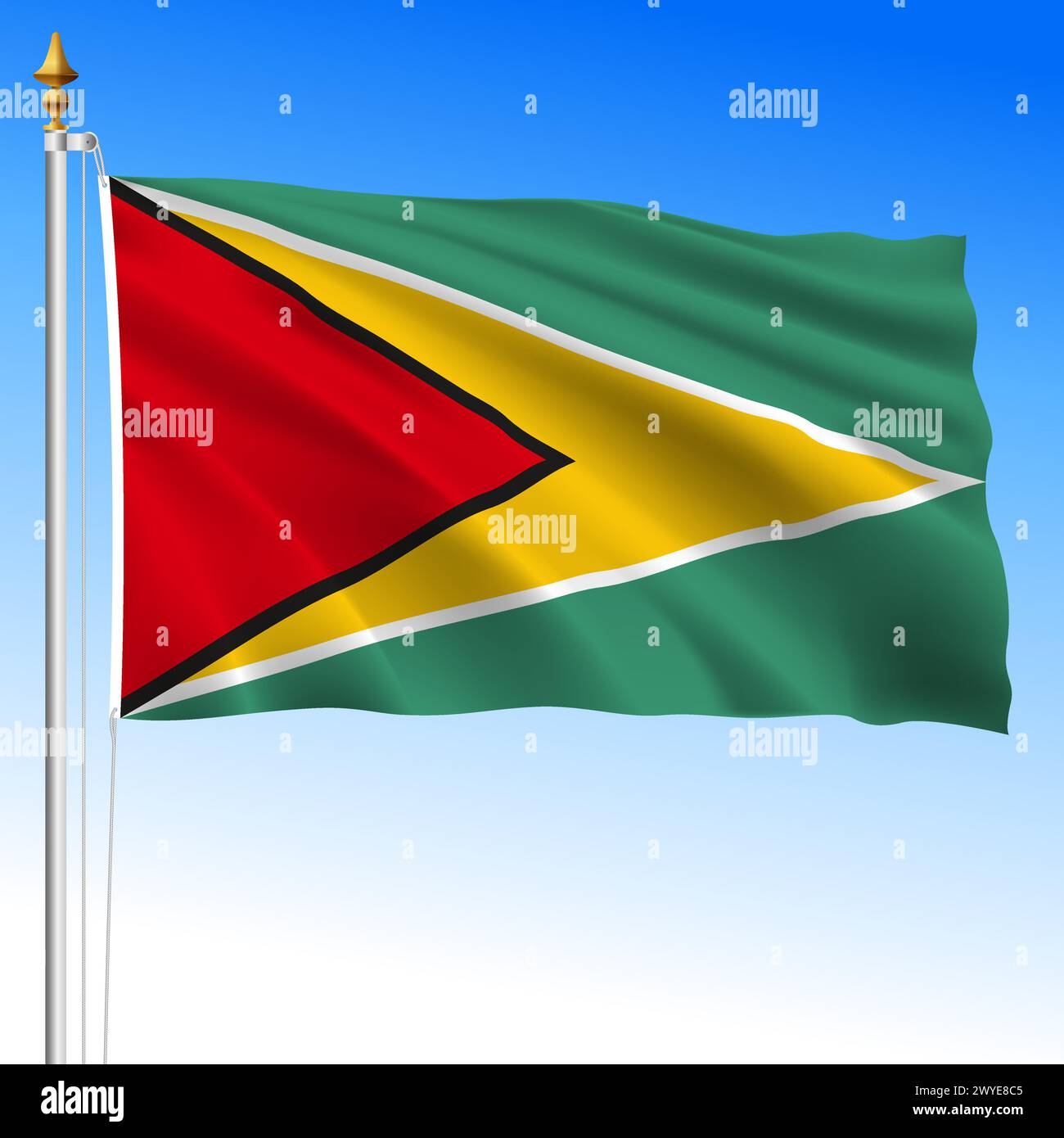 Guyana, official national waving flag, south american country, vector illustration Stock Vector ...