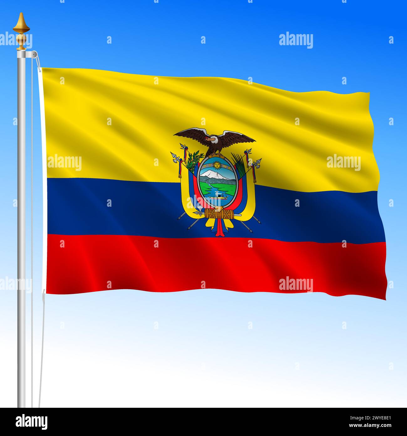 Ecuador, official national waving flag, south american country, vector ...