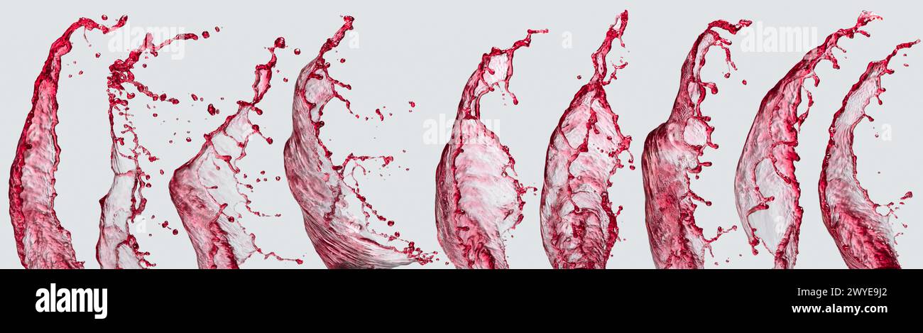 Set of red wine splashes on a light grey background Stock Photo - Alamy