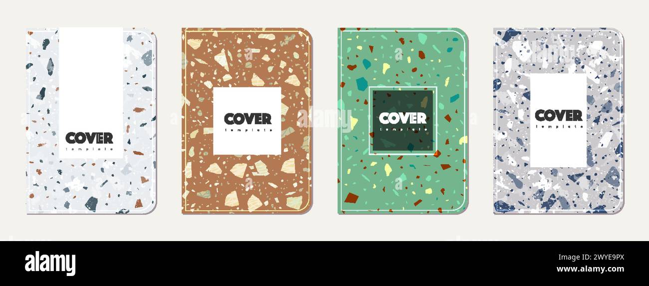 Notebook cover design. Terrazzo abstract background made of natural ...